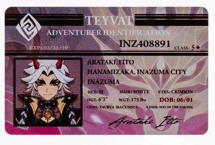 Genshin Impact Itto Arataki Itto Genshin Adventurer Card - Etsy