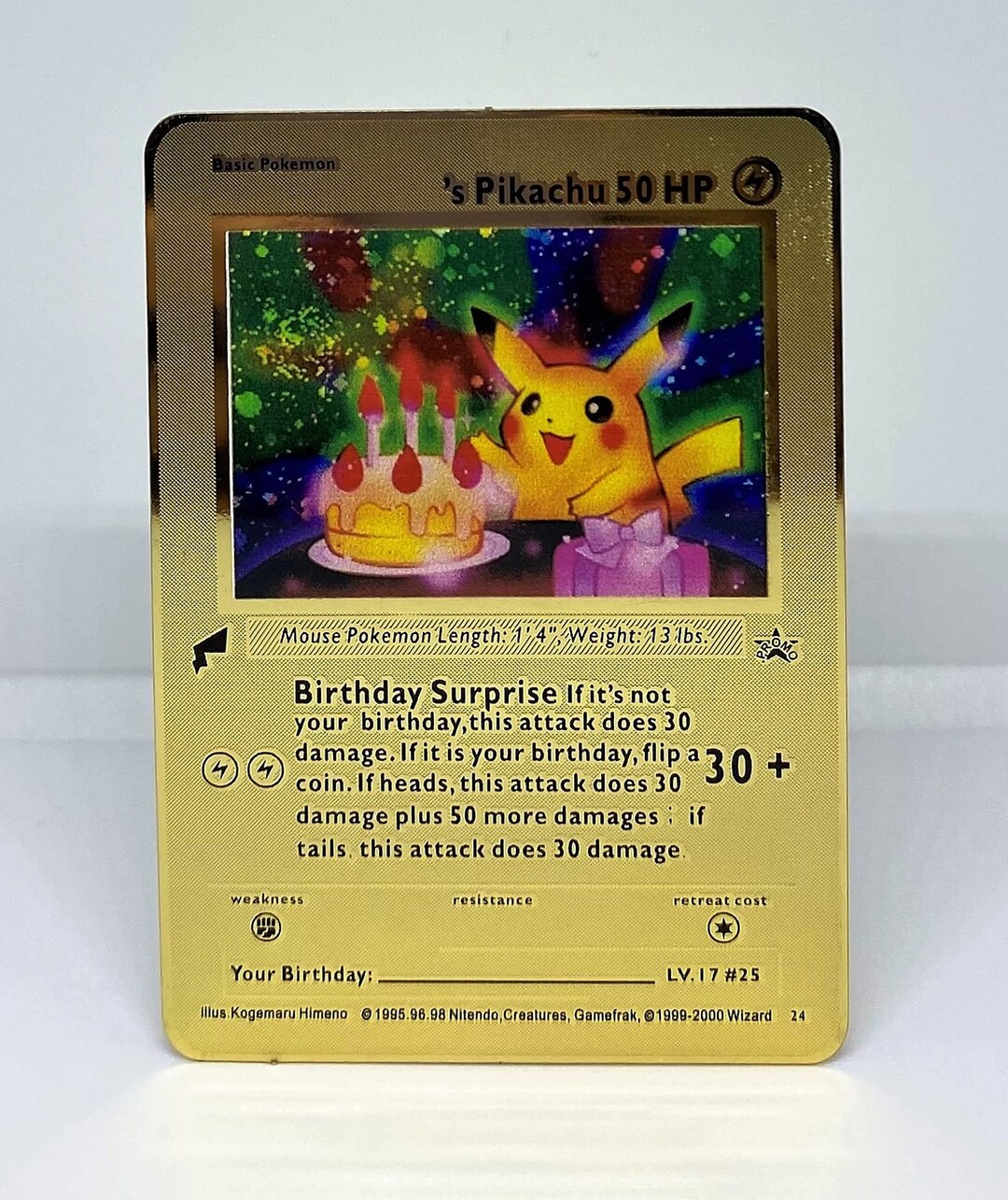 Happy Birthday Pikachu Card L Gold Metal Card L Happiest Pikachu Card ...