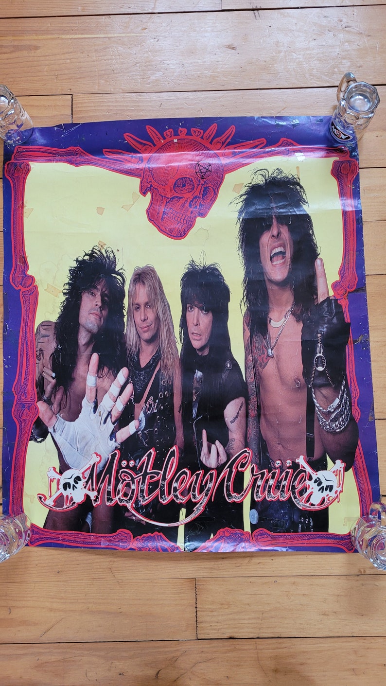 Vintage Motley Crue Rock Poster 80s Crue Middle Finger Nikki Sixx Tommy ...