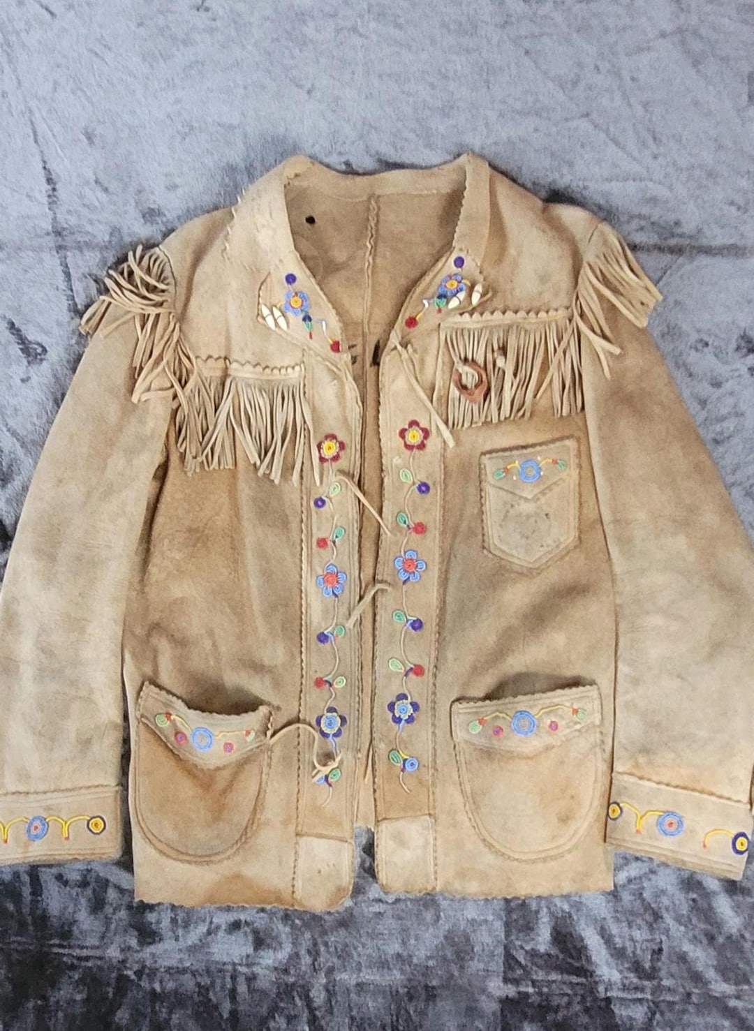 1960s Hand Sewn Caribou Hide Jacket Vintage Hand Beaded Jacket West ...