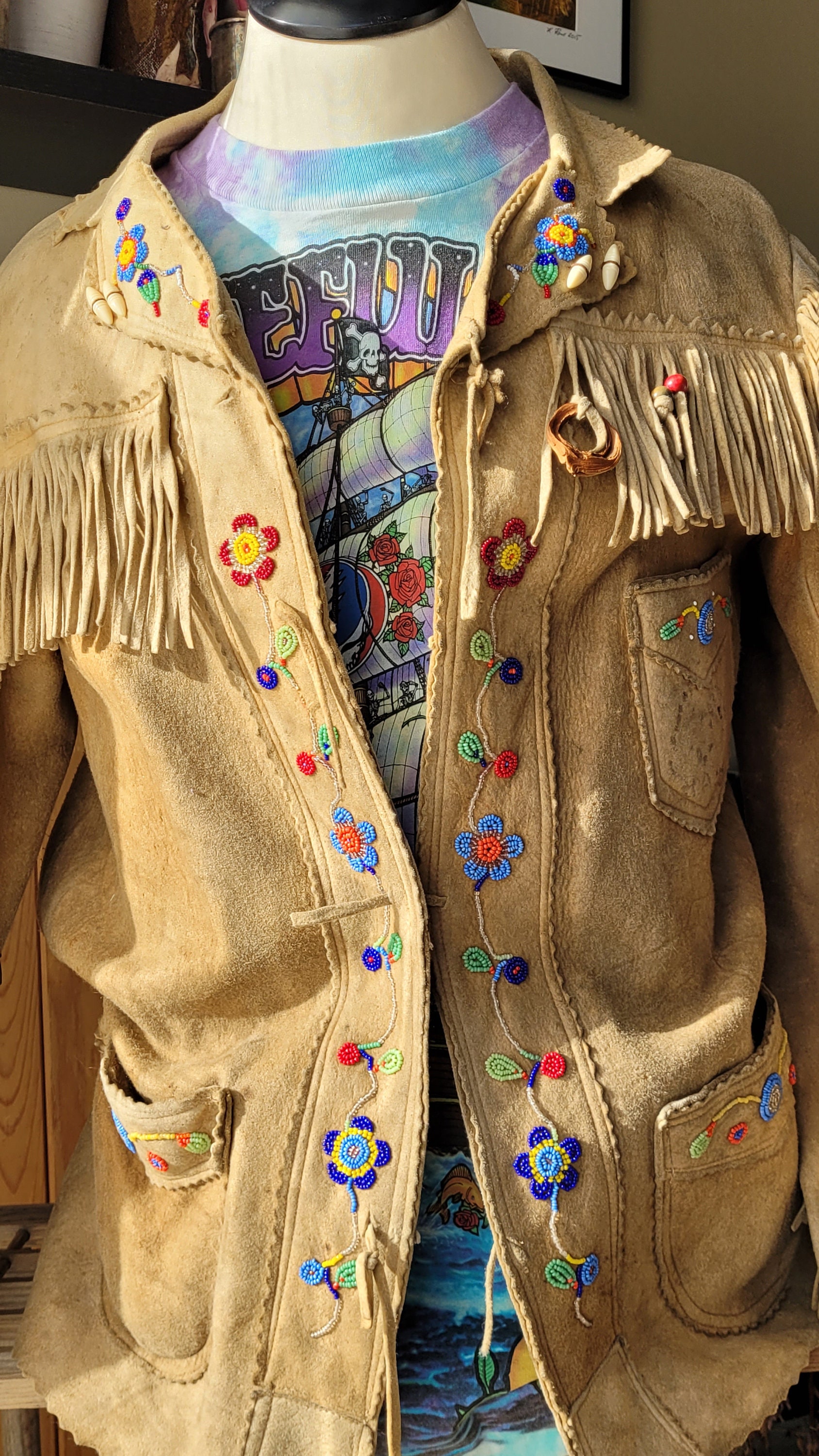 1960s Hand Sewn Caribou Hide Jacket Vintage Hand Beaded Jacket West ...