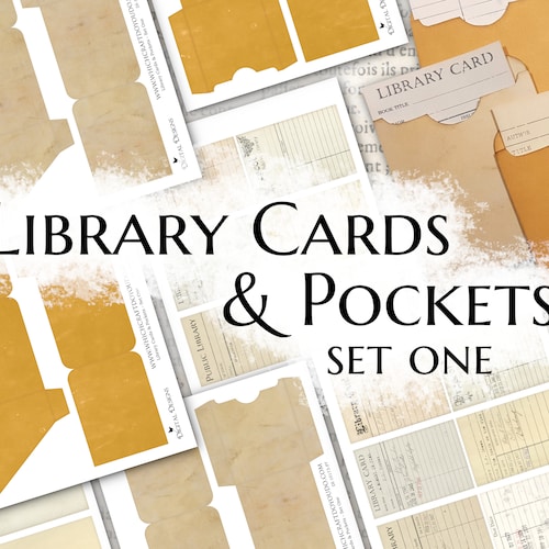 Vintage Library Cards and Pockets Ephemera Printable Digital - Etsy