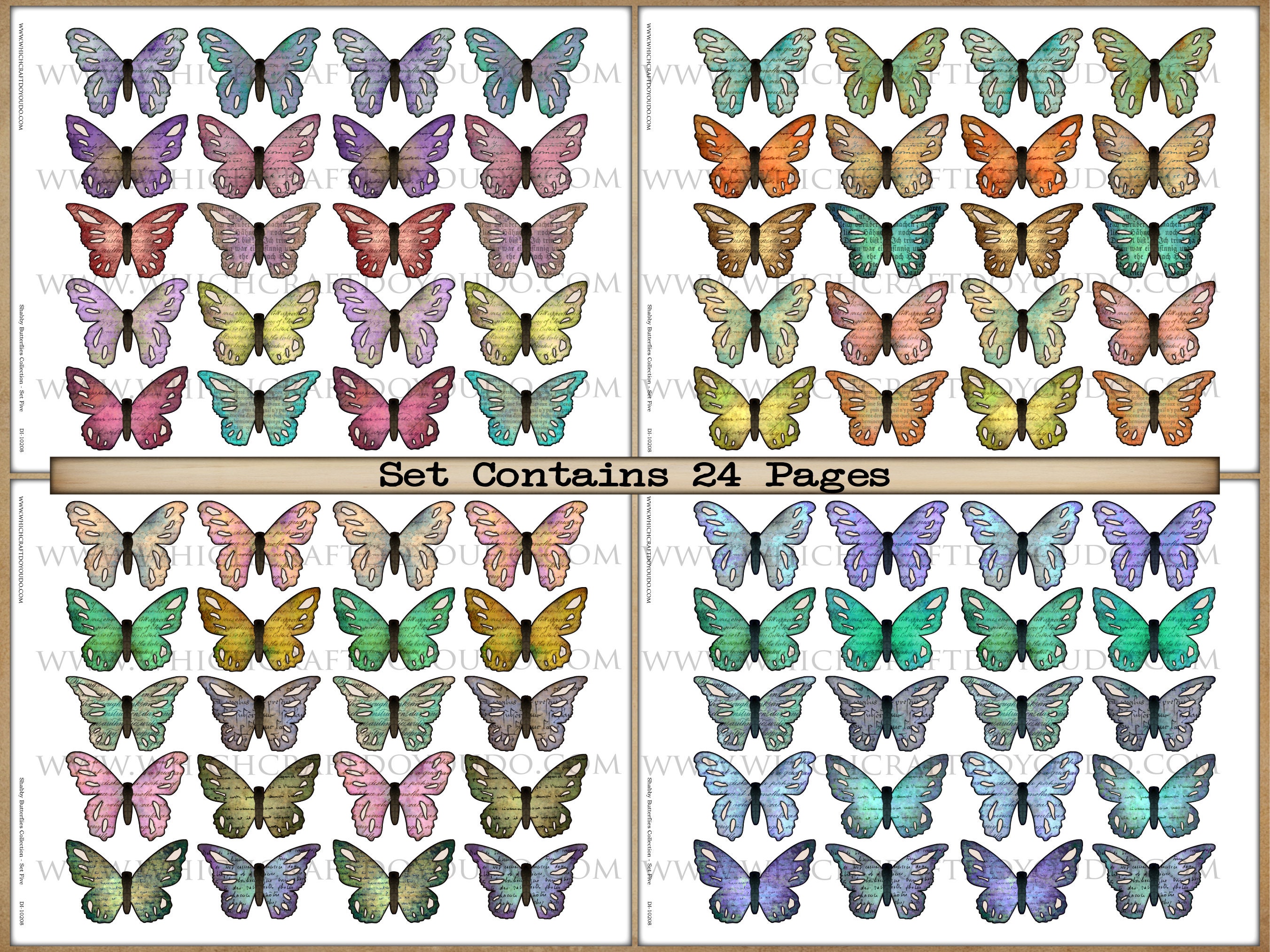 Shabby Butterflies Collection Set Five DI-10208 Printable Digital ...