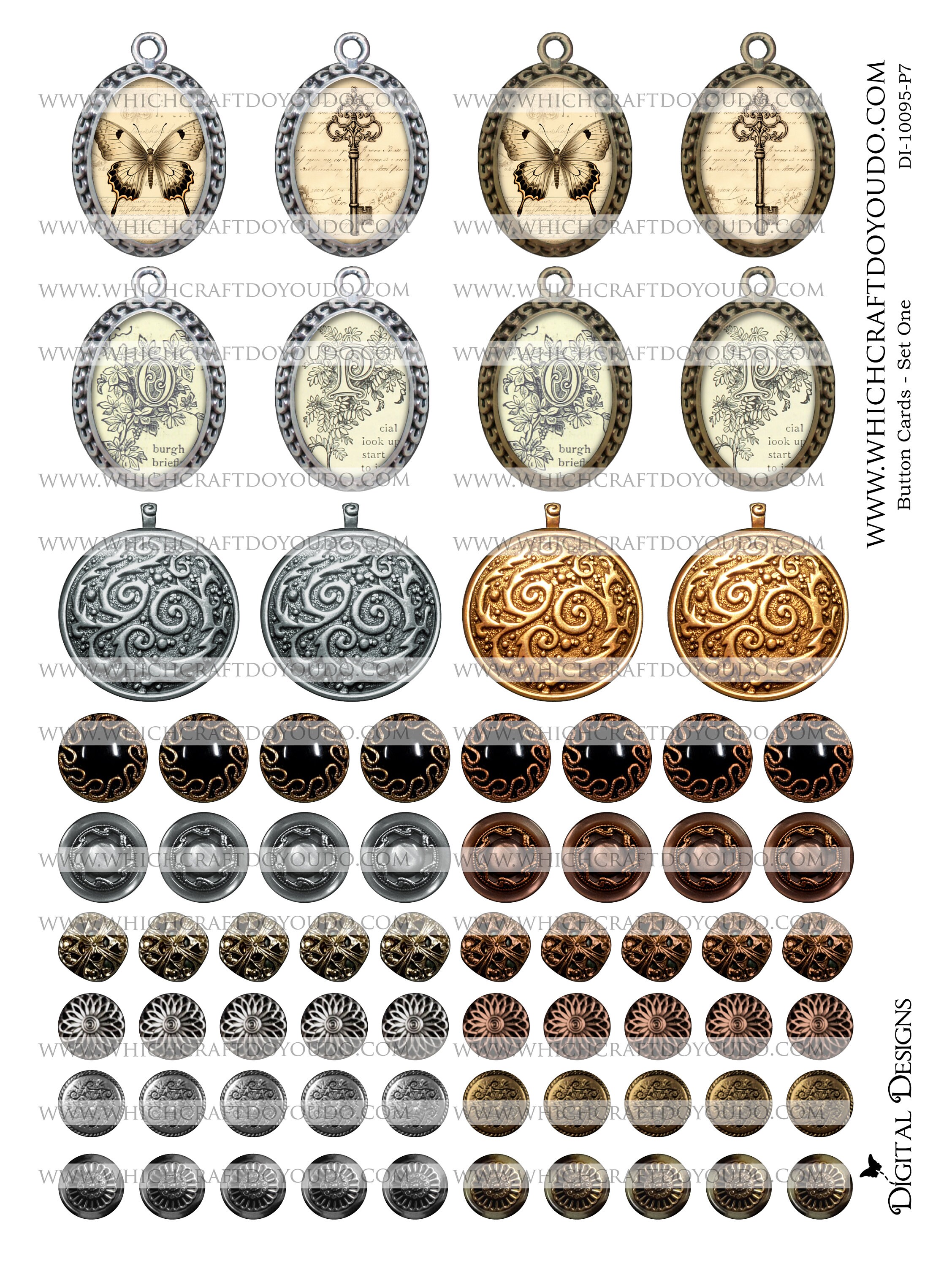 Button Cards Set One DI-10095 Printable Digital Download - Etsy