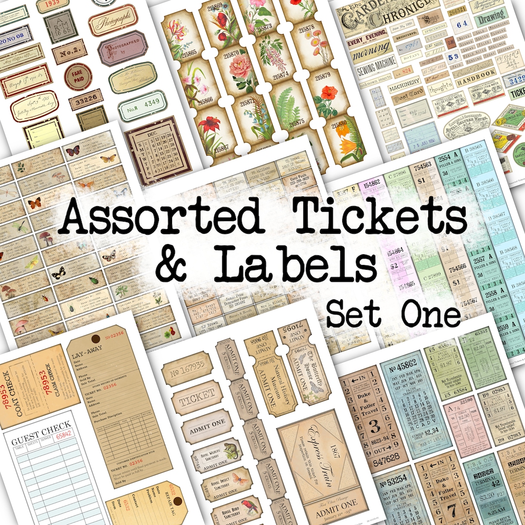 Assorted Tickets & Labels - Set One - DI-10193 - Printable Digital ...