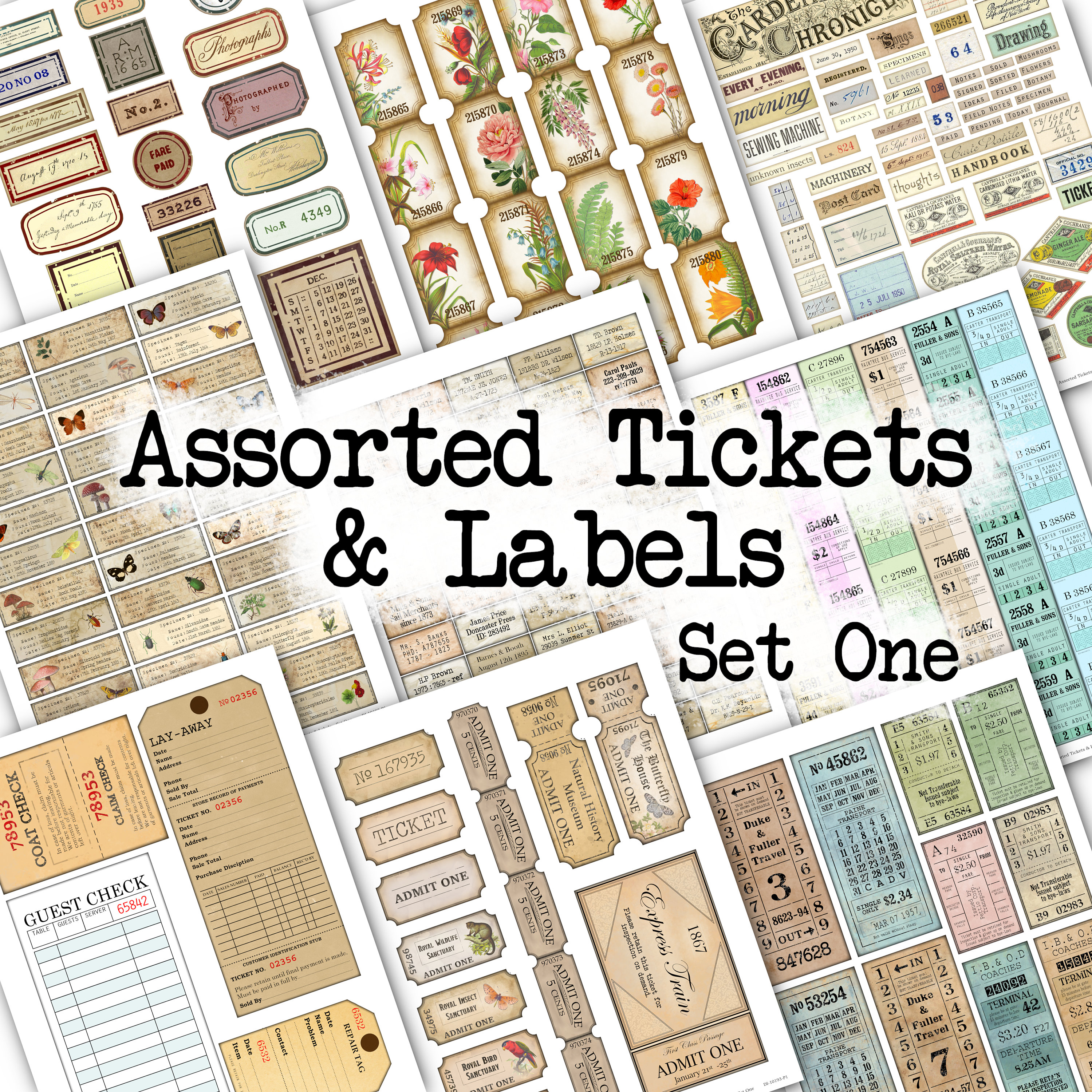 Assorted Tickets & Labels - Set One - DI-10193 - Printable Digital ...
