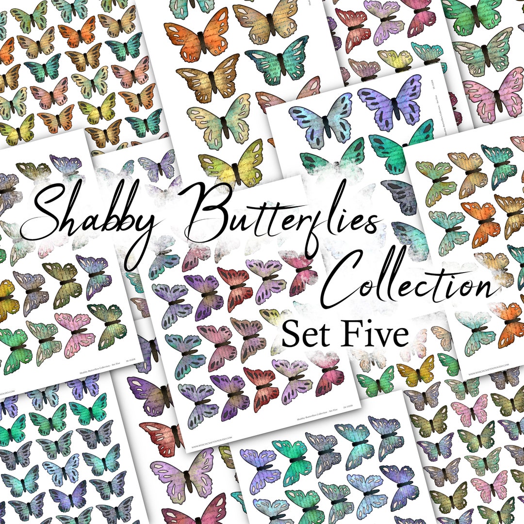 Shabby Butterflies Collection - Set Five - DI-10208 - Printable Digital ...