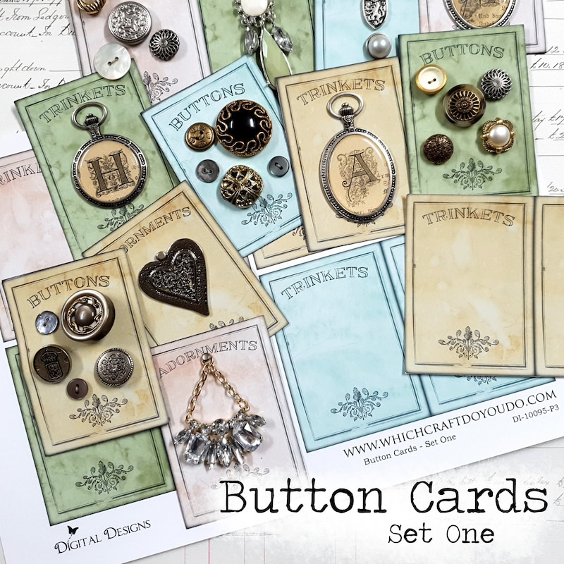 Vintage Button Cards - Etsy