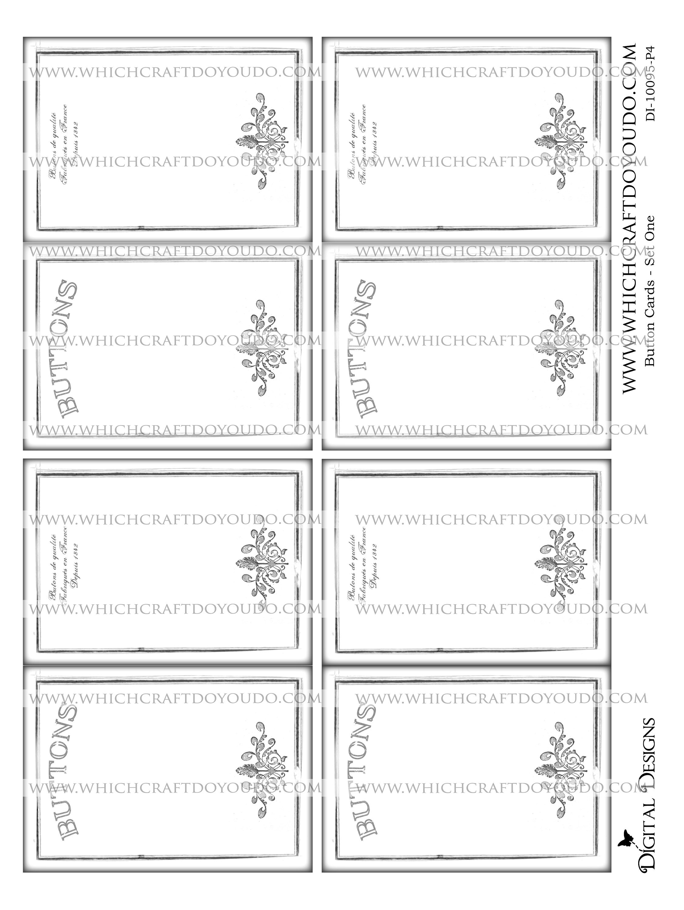 Button Cards Set One DI-10095 Printable Digital Download - Etsy