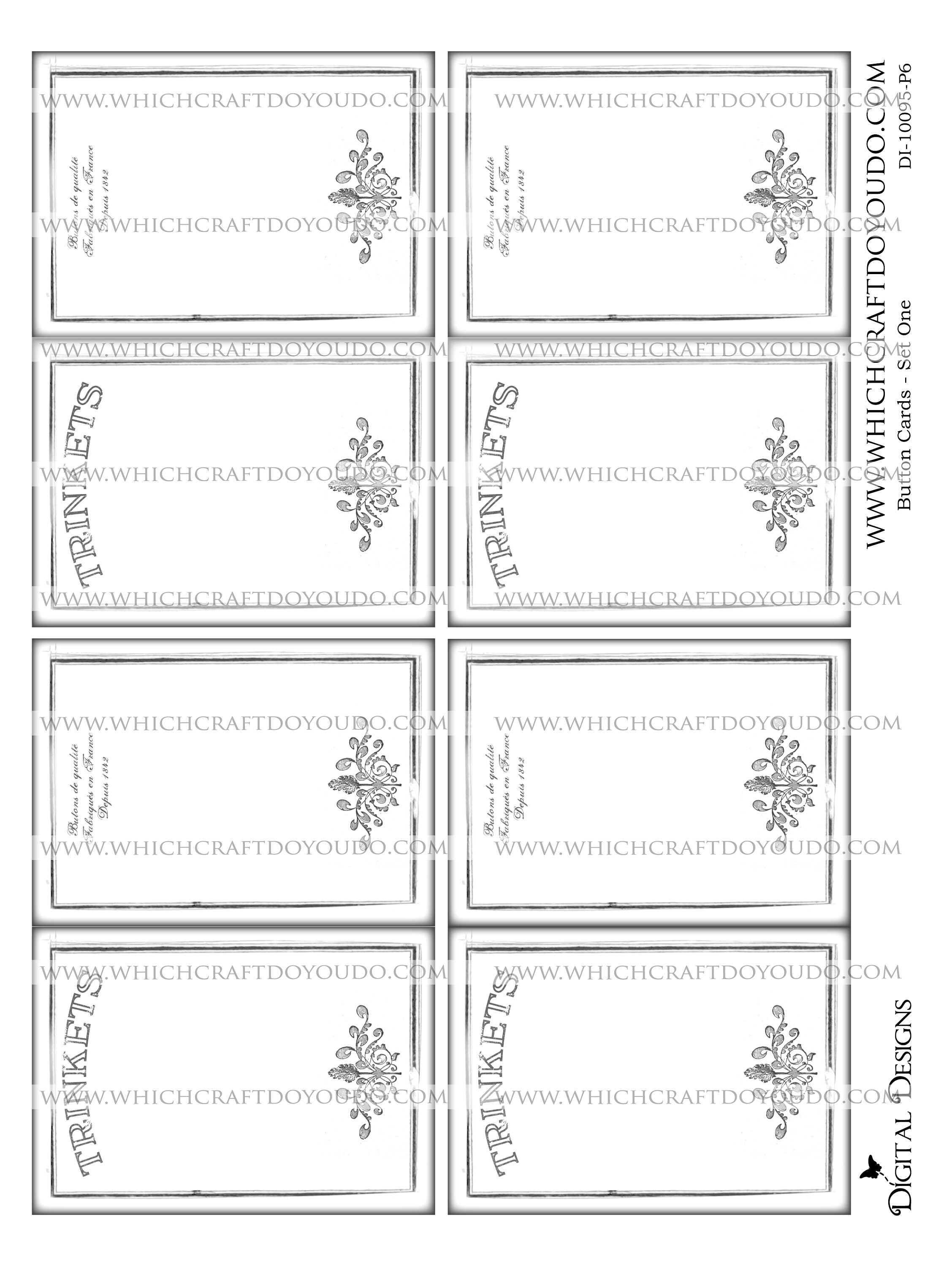 Button Cards Set One DI-10095 Printable Digital Download - Etsy
