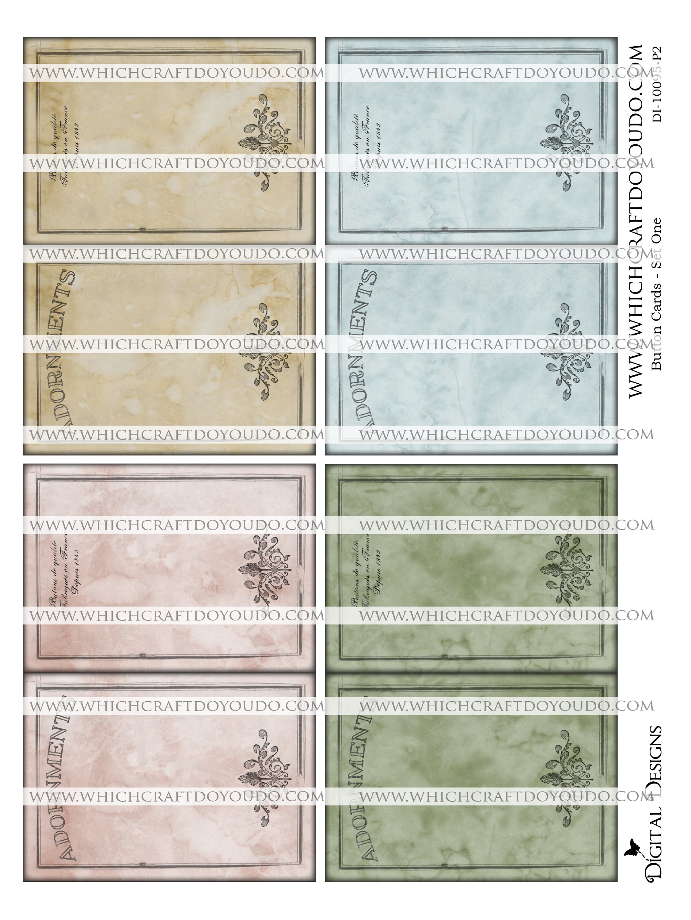 Button Cards Set One DI-10095 Printable Digital Download - Etsy