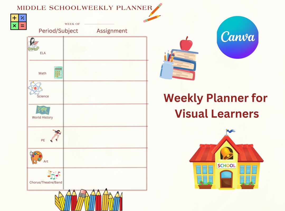 Student Planner for Visual Learners, Digital Download - Perfect for ...