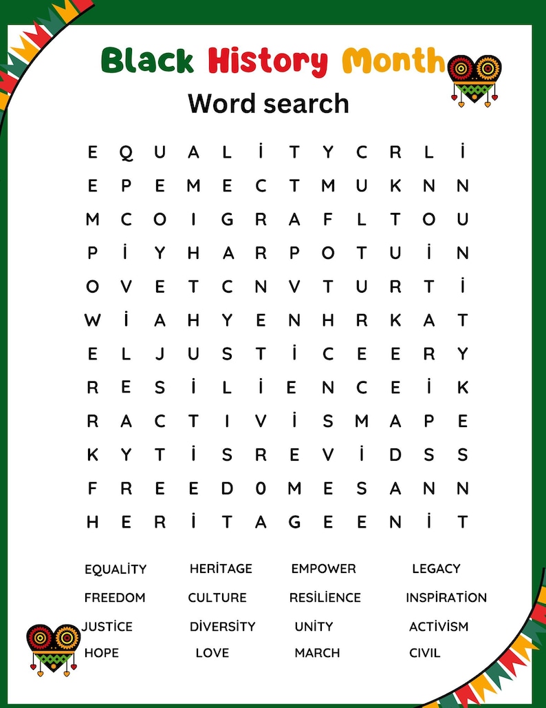 Black History Month Word Search | Educational Activity (digital ...