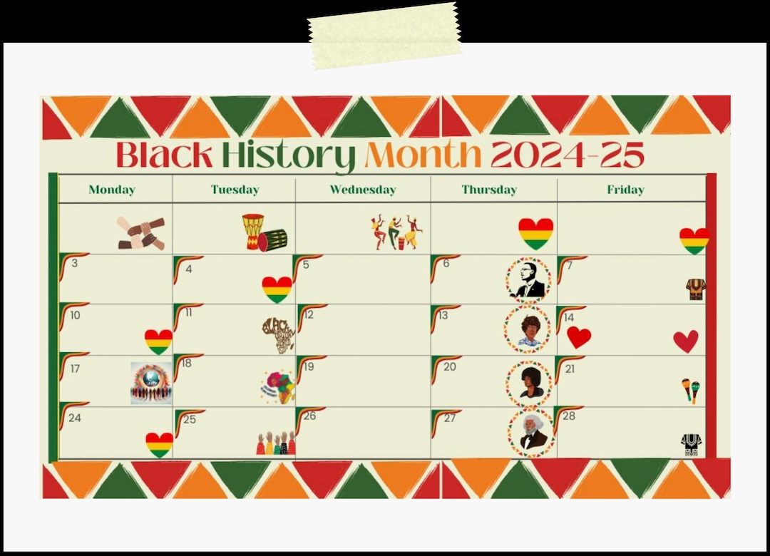 Black History Month Calendar Template: School & Office Activities (PDF ...