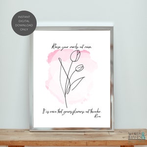Rumi Quote, Rumi Line Art, Pink Wall Decor, Spiritual Affirmation Art ...