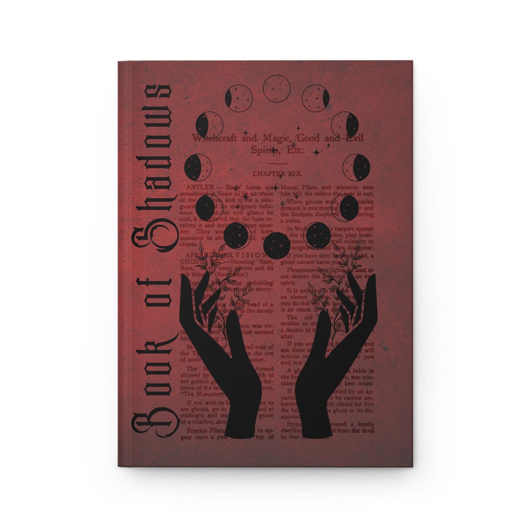 Book of Shadows Journal Red Grimoire Witchcraft Moon Phases Spell Book ...