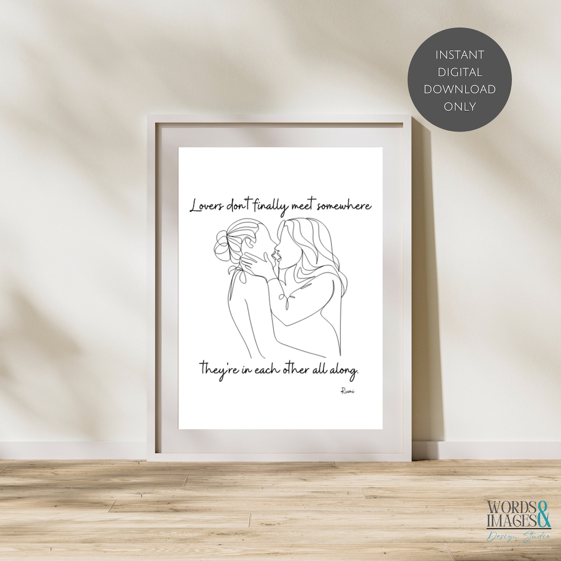 Rumi Quote, Rumi Poetry, Lesbian Art, LGBT Art, Art for Lovers, Rumi ...