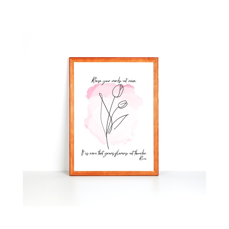 Rumi Quote, Rumi Line Art, Pink Wall Decor, Spiritual Affirmation Art ...