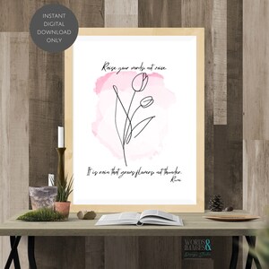 Rumi Quote, Rumi Line Art, Pink Wall Decor, Spiritual Affirmation Art ...