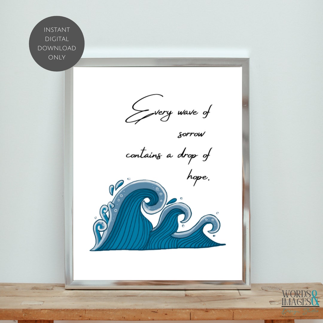 Ocean Wave Art Print With Affirmation, Quote About Hope, Motivational ...