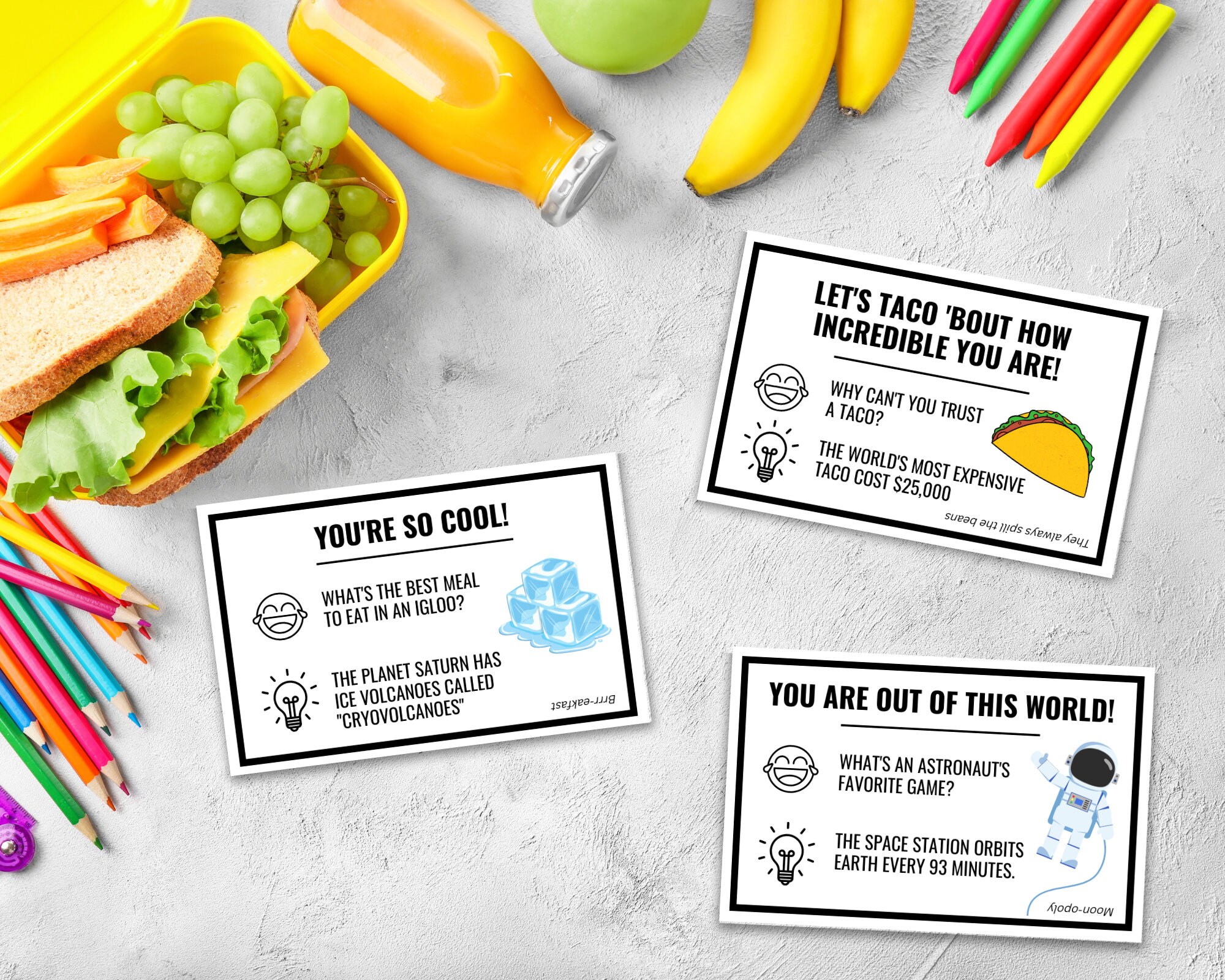 160 PRINTABLE Lunch Notes for Kids - Encouragement, Jokes & Fun Facts ...