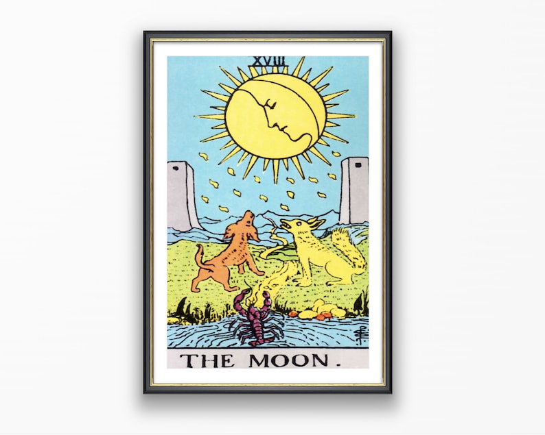 The Moon - XVIII - Rider Waite Smith Tarot Card Posters - Etsy