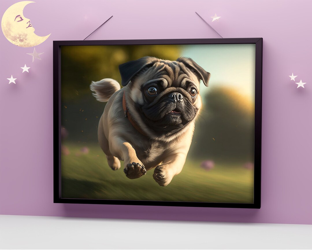 Crazy Running Pug the Cutest Dog Posters - Etsy