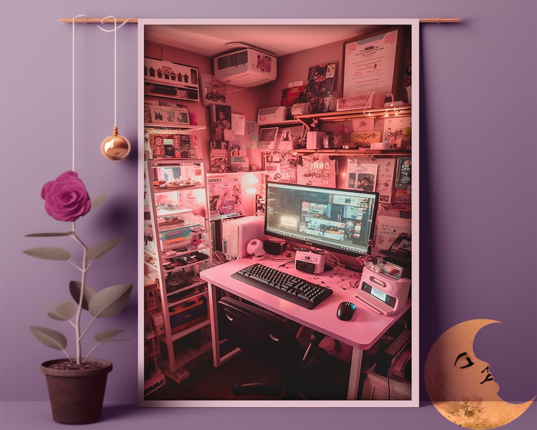 Girl Gamer Computer Setup Gamer Girl Wall Art - Etsy