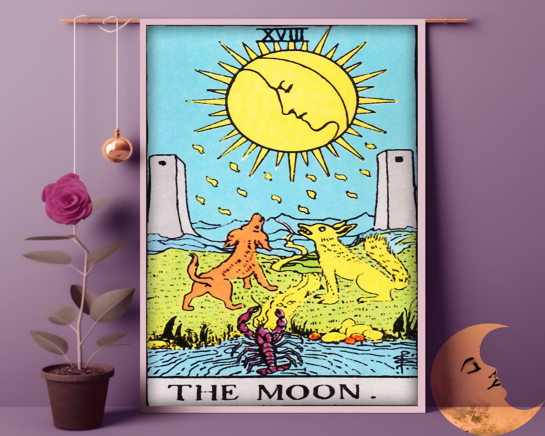 The Moon - XVIII - Rider Waite Smith Tarot Card Posters - Etsy