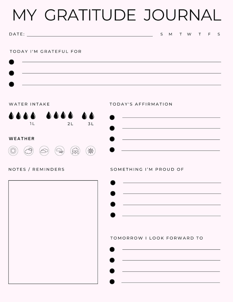 My Gratitude Journal, One Page Gratitude Journal, Simple Gratitude ...