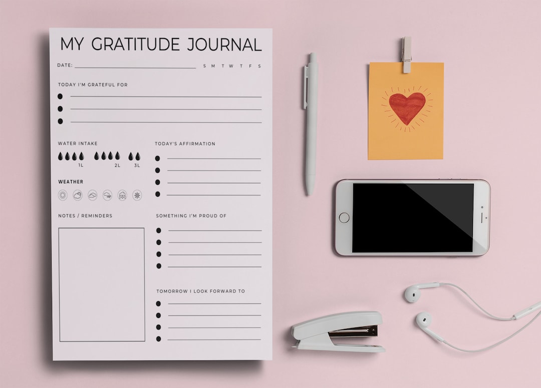 My Gratitude Journal, One Page Gratitude Journal, Simple Gratitude ...