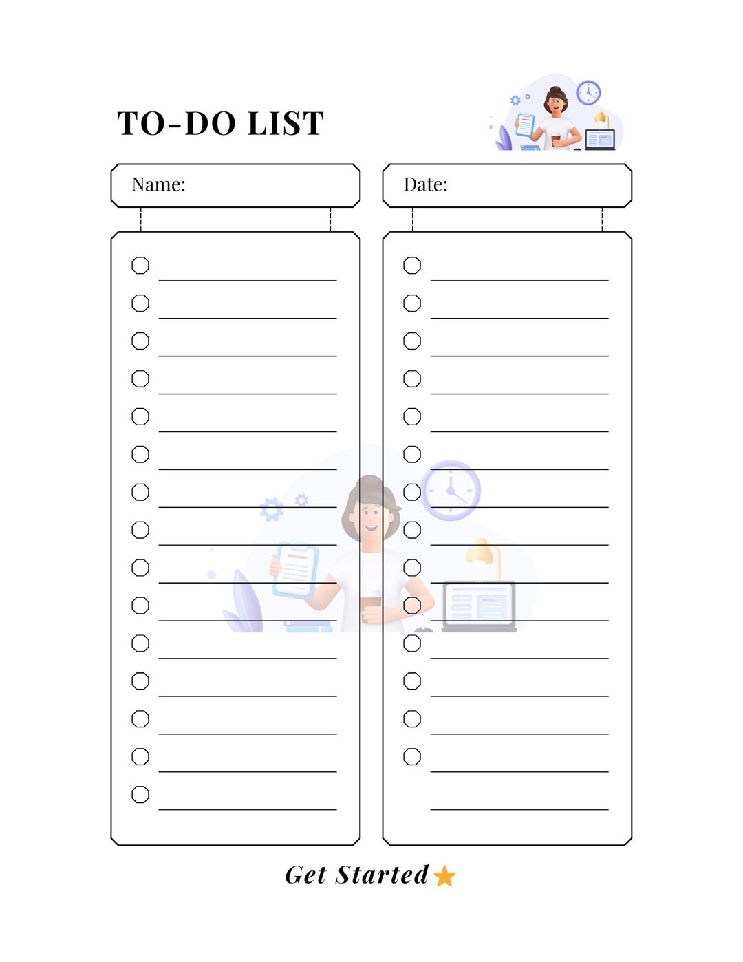 Simple To-do List, Task List, Simple List, Checklist, Daily To-do, Personal Planner, Agenda ...
