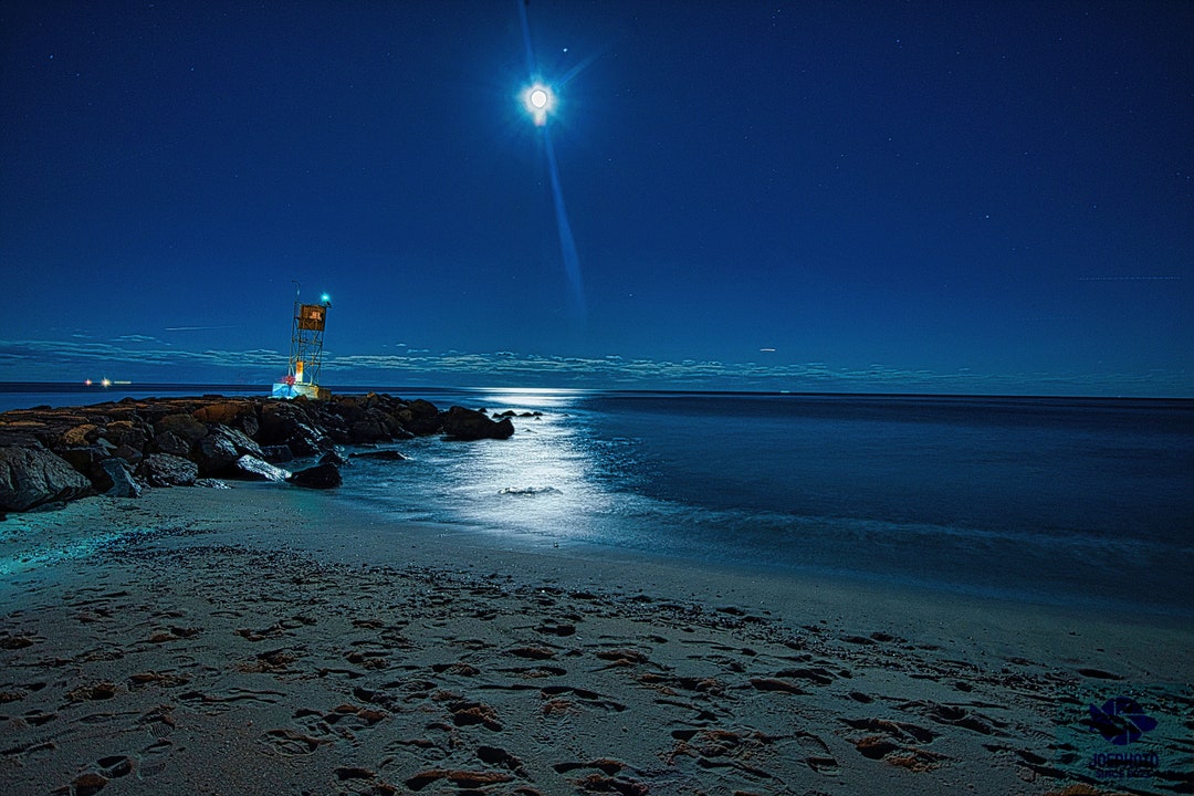 Shark River New Jersey Inlet Night Photograph - Etsy