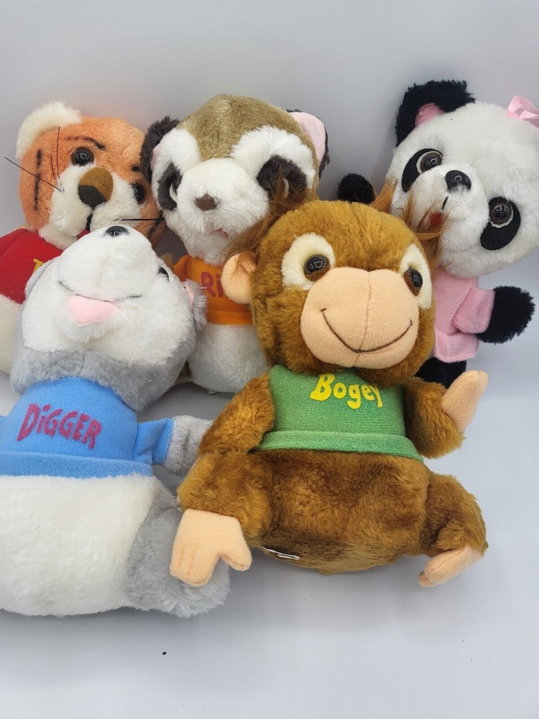 Vtg 1980s Shirt Tales Hallmark Plush Stuffed Animal Toy Lot Full Set 5 ...