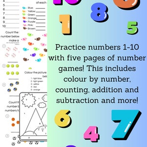Number Printable Worksheet for Kids - Learning Workbook - Fun - Math ...