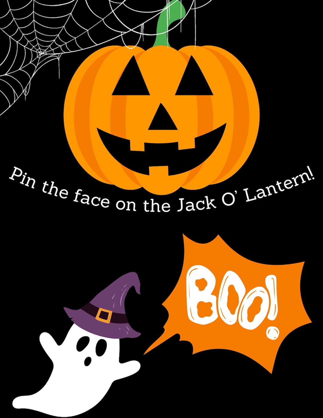 Pin the Face on the Jack O' Lantern - Pumpkin Party Game - Halloween ...