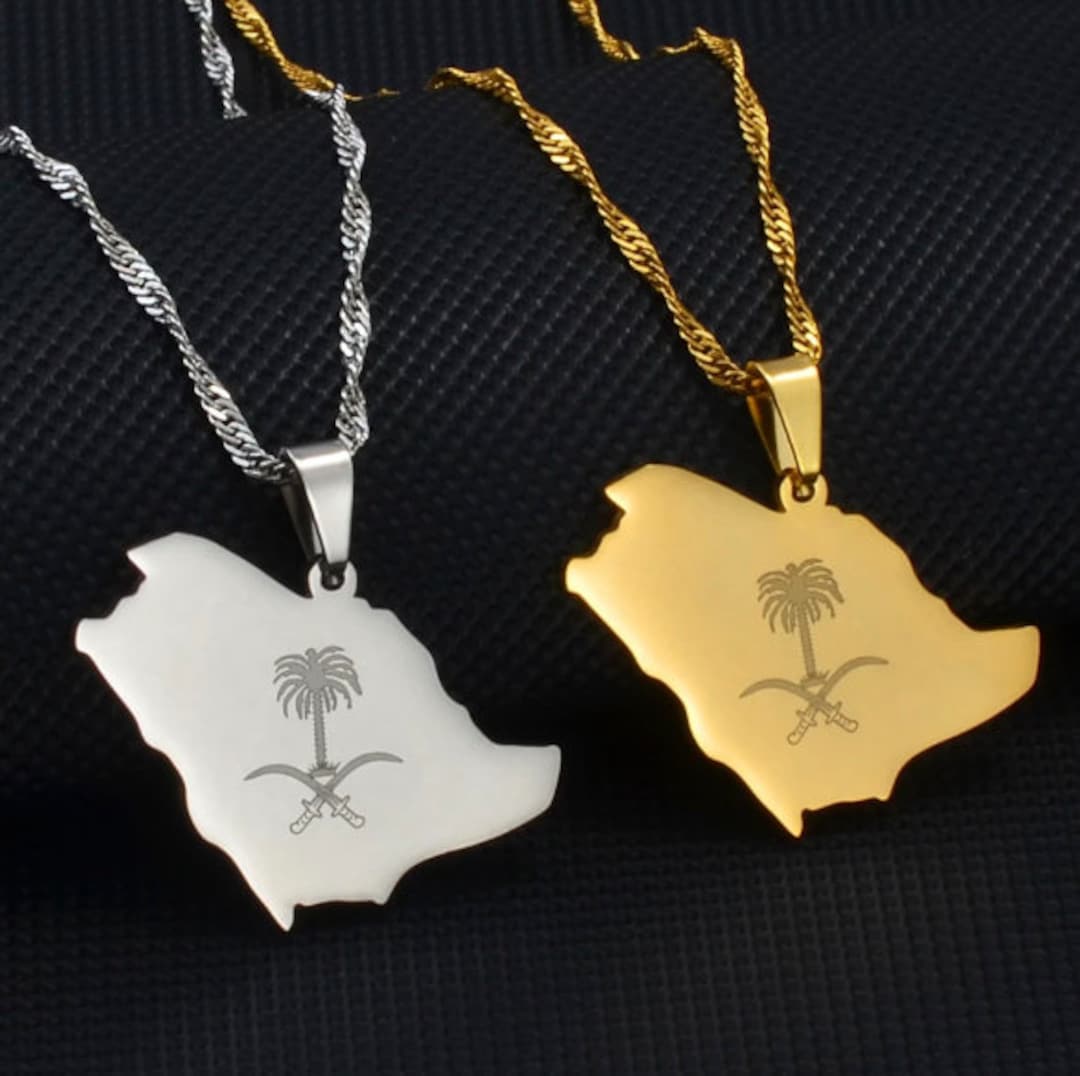 Saudi Arabia Map Pendant Necklace Minimalist 18K Gold Plated - Etsy