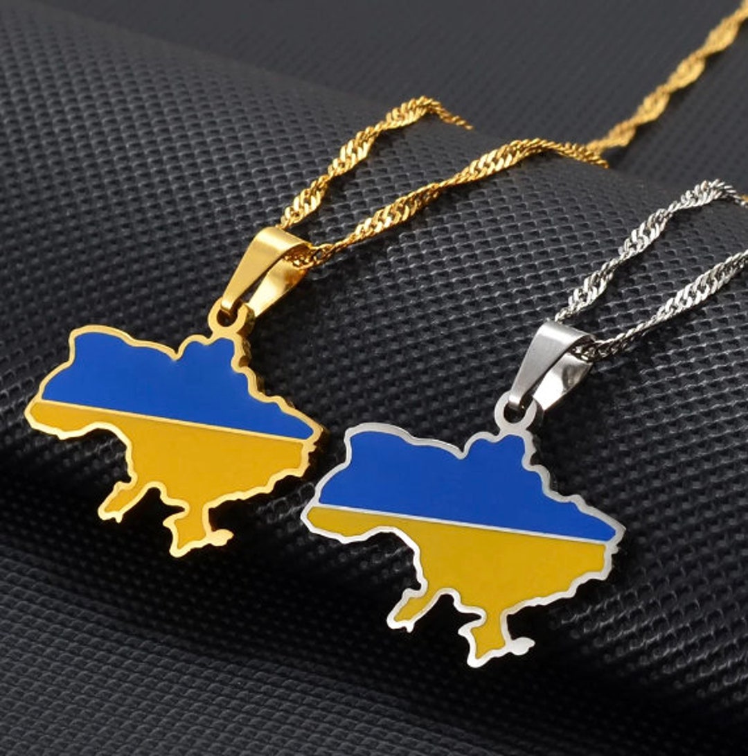 Ukraine Map Pendant 18K Gold Plated Map of Ukraine Charm - Etsy