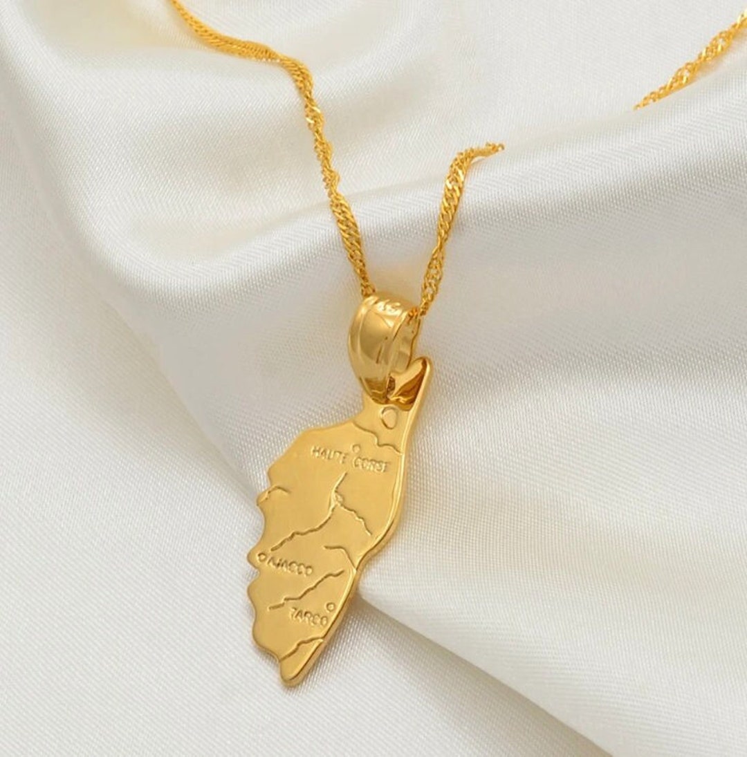 Minimalist Haute-corse Map Pendant Necklace 18K Gold Plated - Etsy