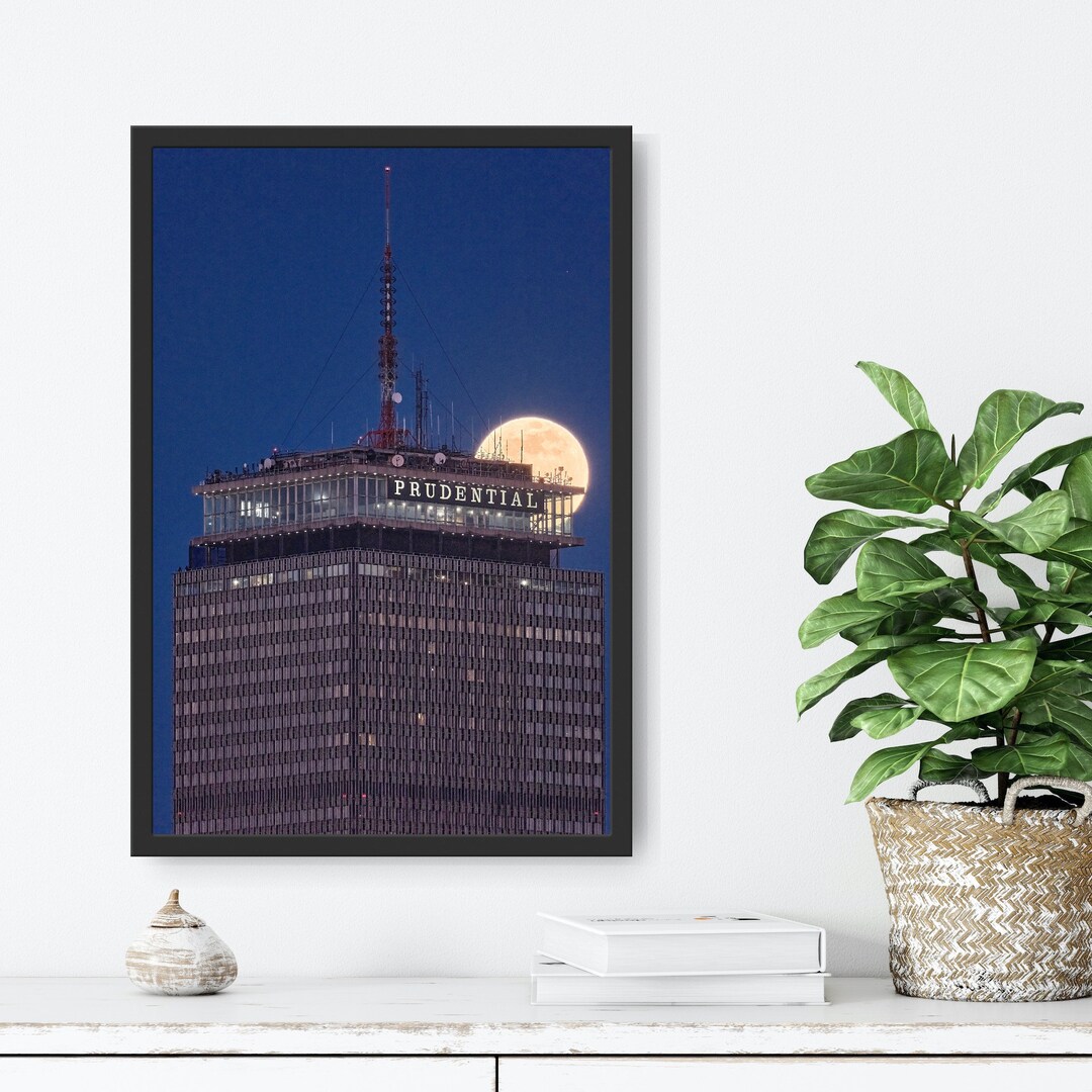 Boston Super Moon Photo Print - Wall Art Photo Print - Cityscape ...