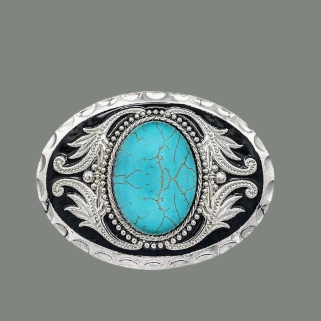 Vintage American Western Cowboy Belt Buckle for Men Turquoise Stone ...