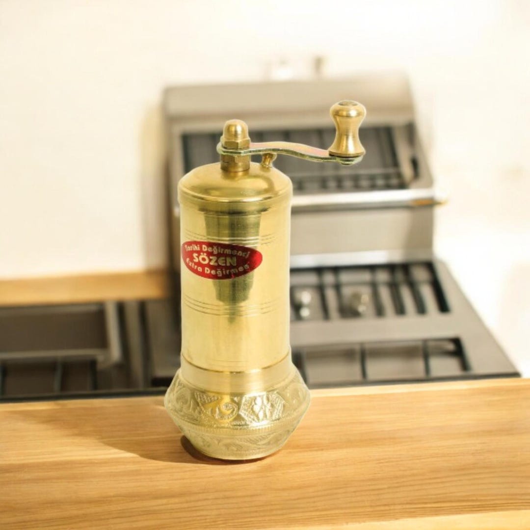 Handmade Manual Brass Pepper Mill Grinder , Portable Stainless Steel ...