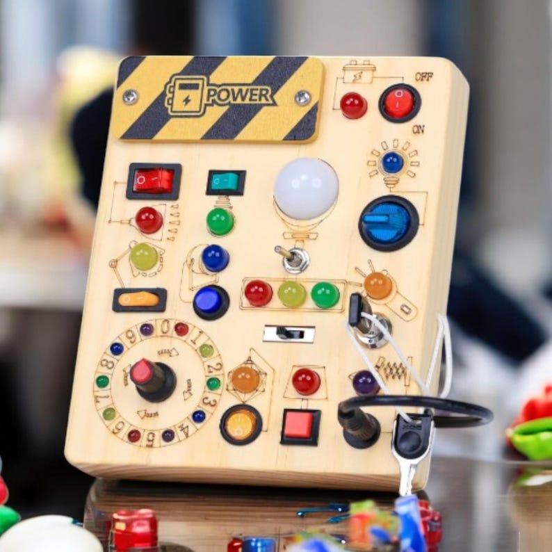 Busy Board With 13 LED Light Switches, Toddlers Activity Travel Toys ...