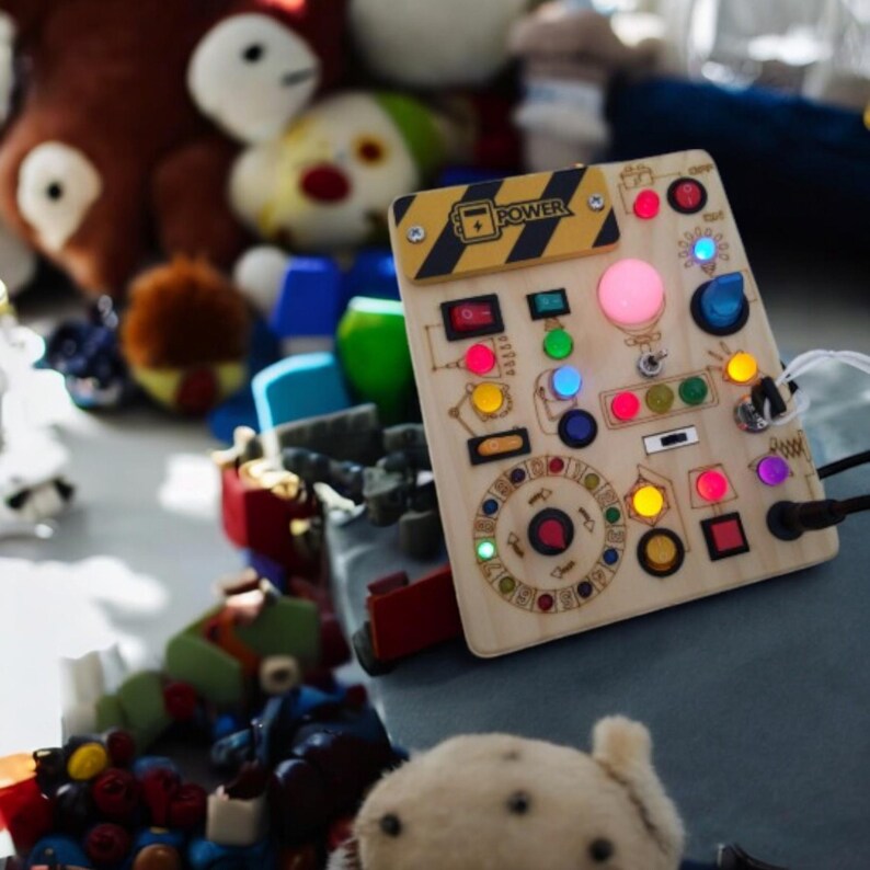 Busy Board With 13 LED Light Switches, Toddlers Activity Travel Toys ...