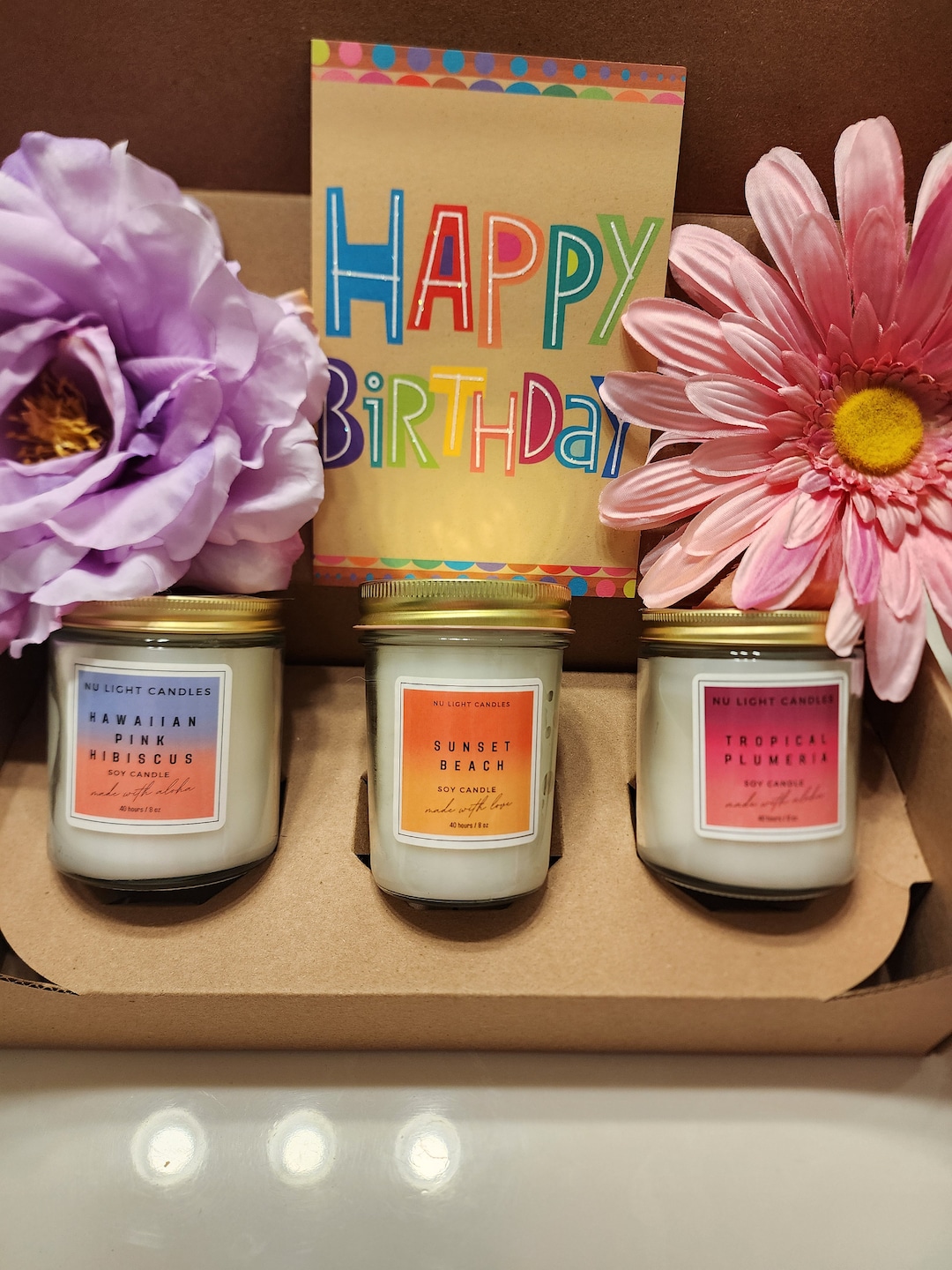 Personalized Birthday Bestie Box Hawaiian Candle Gift Set for Best ...