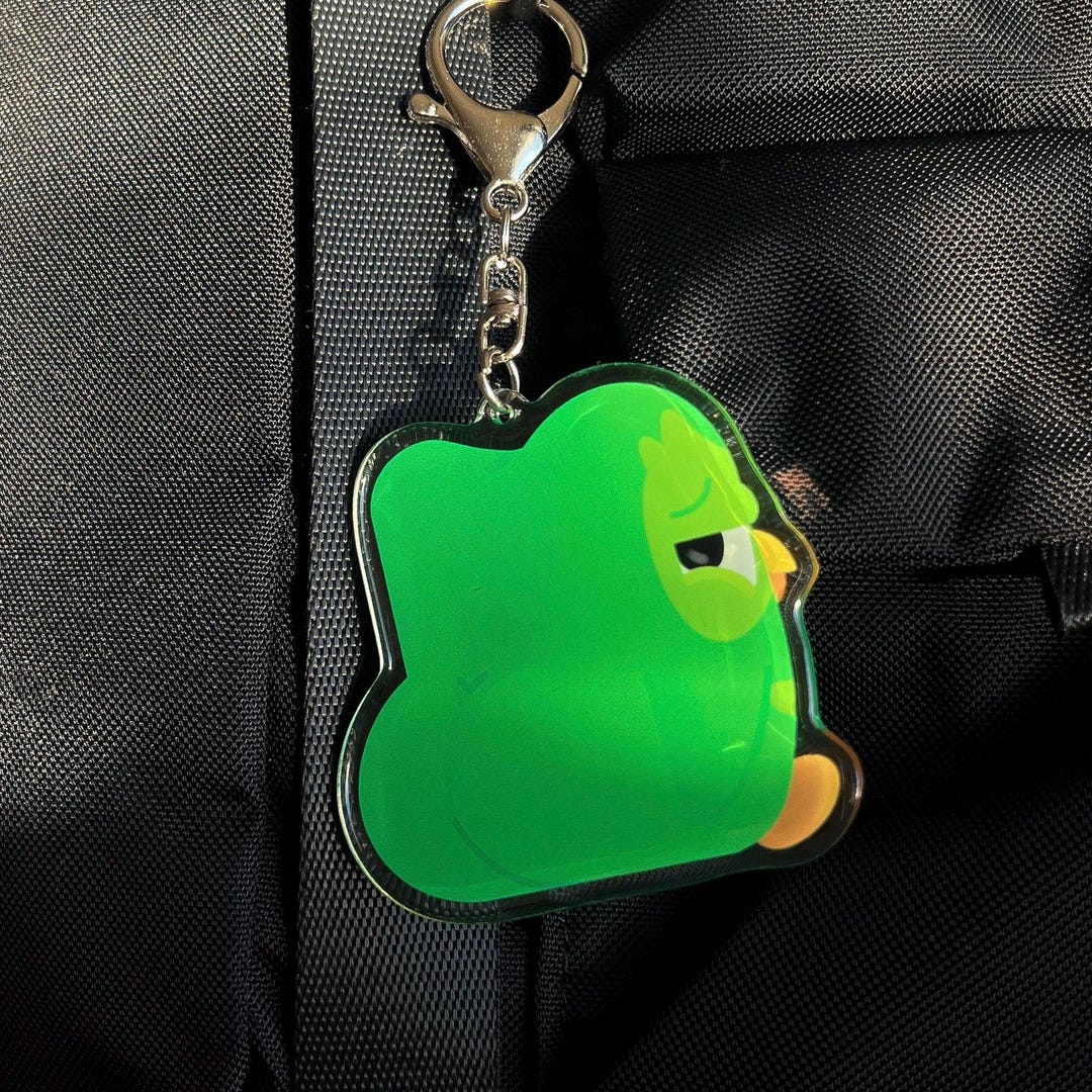 Duolingo Owl Keychain / Cartoon Clear Acrylic Keychains / Funny Meme ...