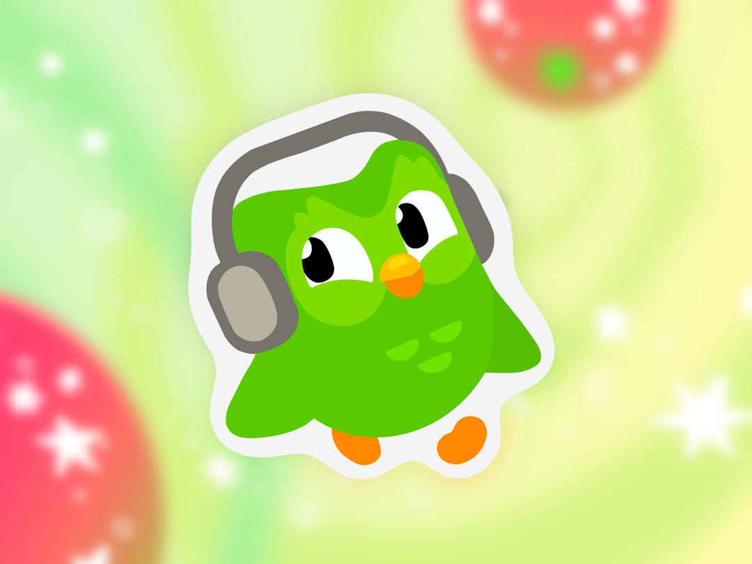 Headphones Duolingo Owl Sticker / Music Lover Duolingo Vinyl Sticker ...