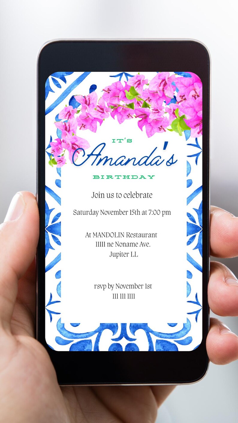Bougainvillea DIGITAL Birthday Invitation Templates to Print & Send by ...