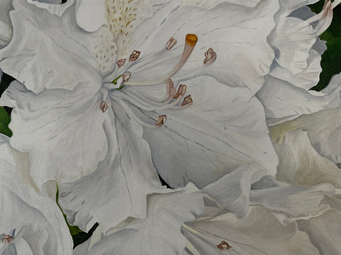 Original White Flower Acrylic Painting on 18x24 Stretched Canvas ...