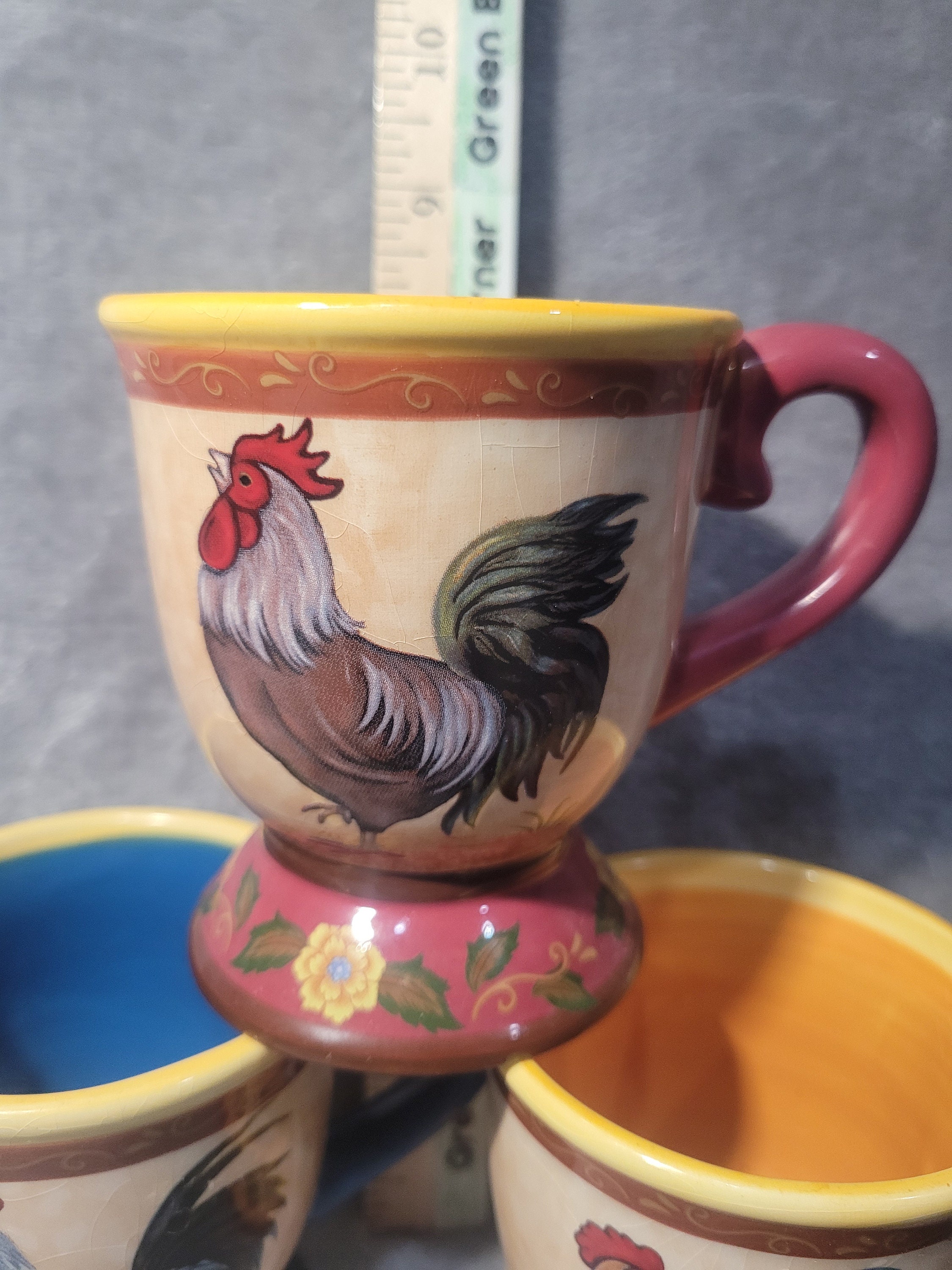 3 Hand Painted Rooster Mugs - Etsy